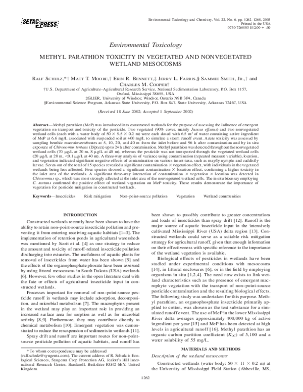 (PDF) Methyl parathion toxicity in vegetated and nonvegetated wetland ...
