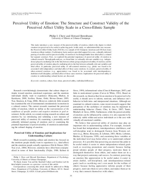 (PDF) Perceived utility of emotion: the structure and construct ...