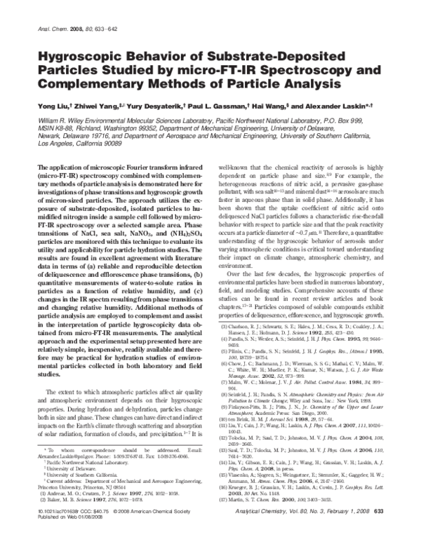 (PDF) Hygroscopic Behavior of Substrate-Deposited Particles Studied by micro-FT-IR Spectroscopy ...