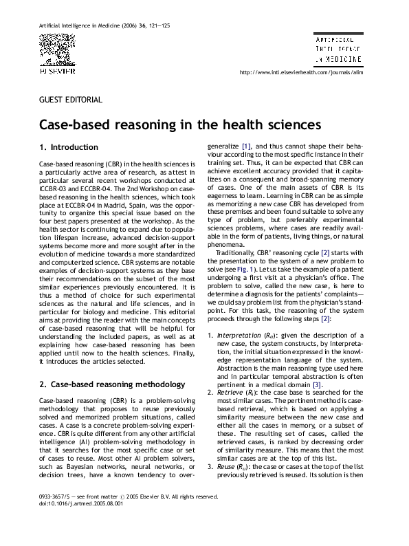 (PDF) Case-based reasoning in the health sciences