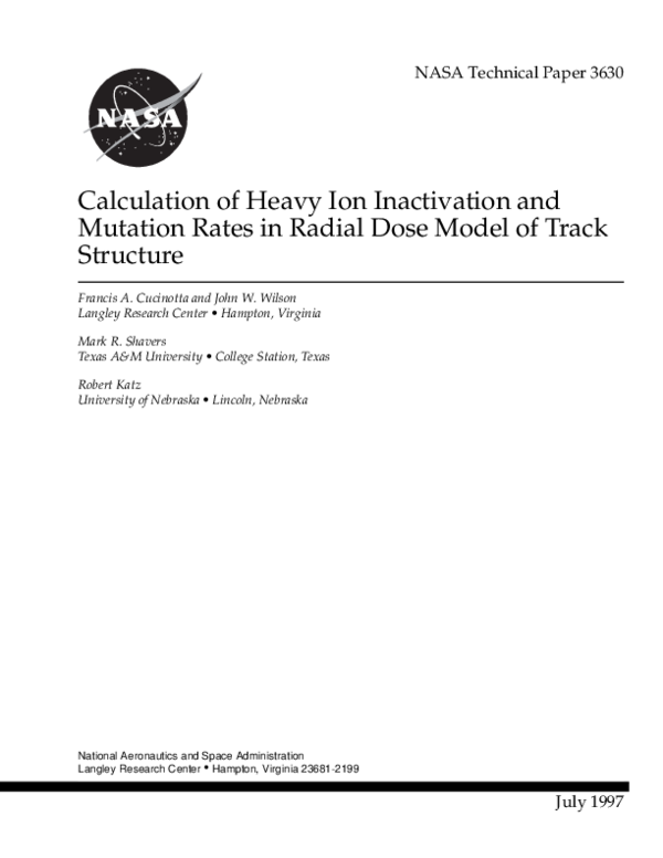 (PDF) Calculation of Heavy Ion Inactivation and Mutation Rates in ...