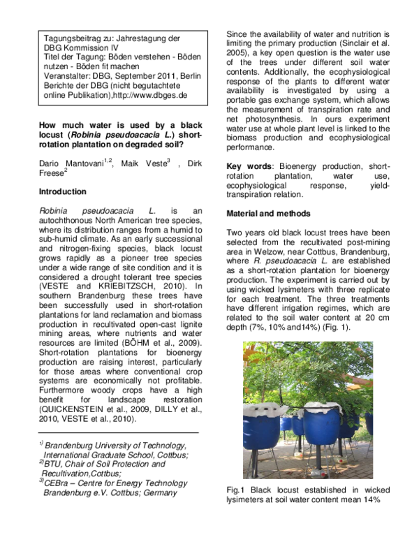 (PDF) How much water is used by a black locust (Robinia pseudoacacia L ...