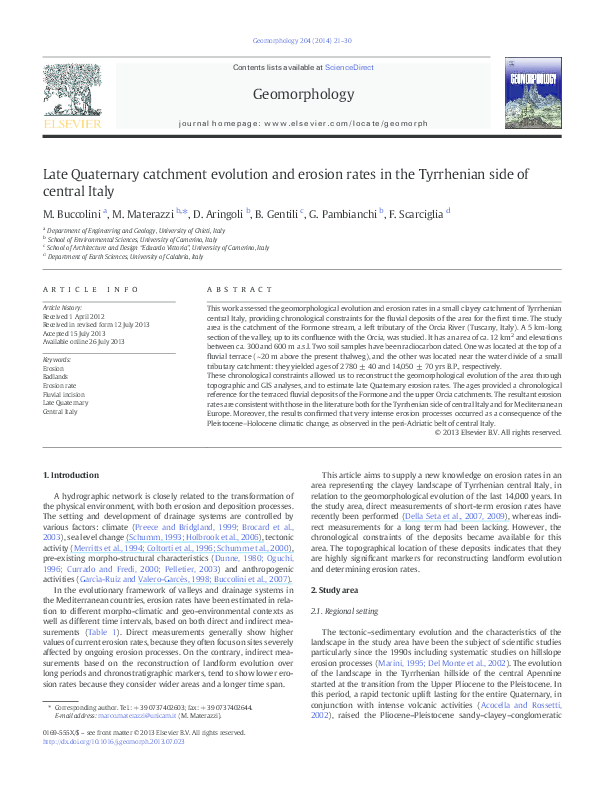 (PDF) Late Quaternary catchment evolution and erosion rates in the ...