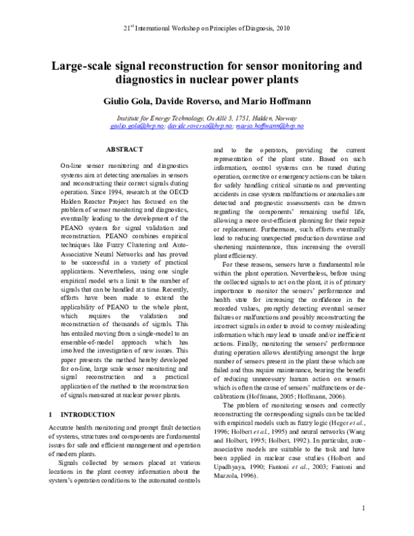 (PDF) Large-scale signal reconstruction for sensor monitoring and ...
