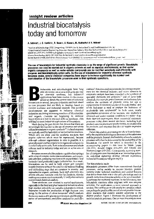 (PDF) Industrial biocatalysis today and tomorrow