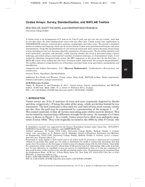 (PDF) Costas Arrays