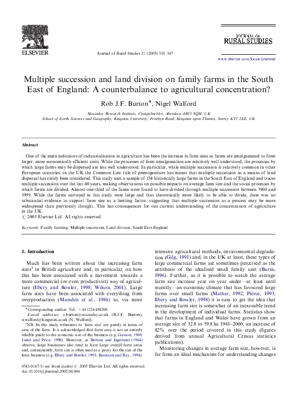 (PDF) Multiple succession and land division on family farms in the ...