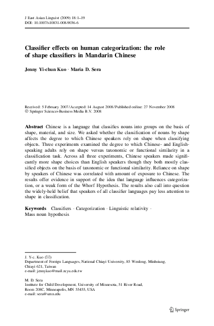 (PDF) Classifier effects on human categorization: the role of shape ...