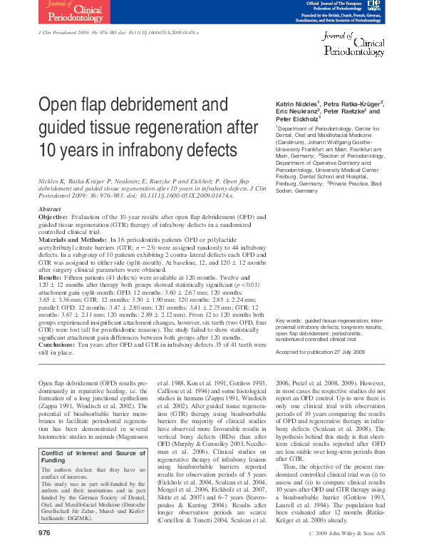 (PDF) Open flap debridement and guided tissue regeneration after 10 ...