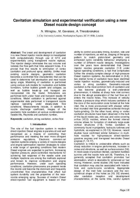 (PDF) Cavitation simulation and experimental verification using a new ...