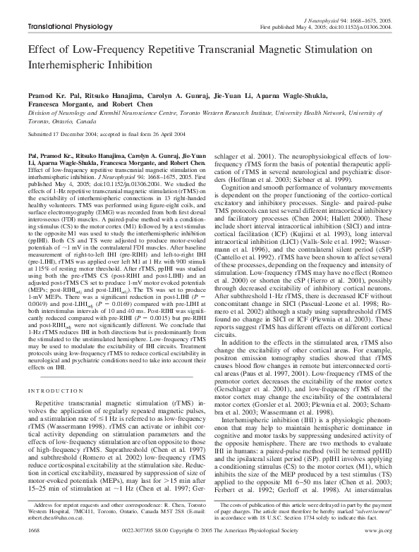 (PDF) Interhemispheric Motor Inhibition based on a Hebbian Mechanism ...
