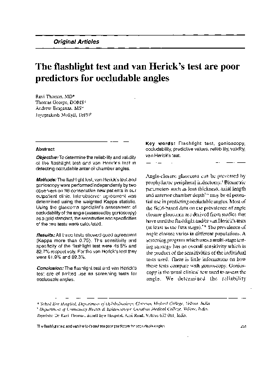 (PDF) The flashlight test and van Herick's test are poor predictors for ...