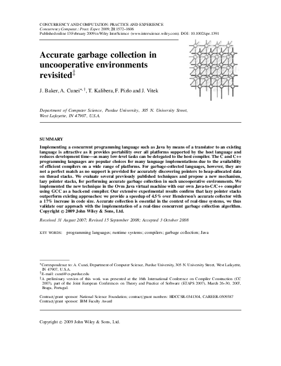 (PDF) Accurate garbage collection in uncooperative environments revisited