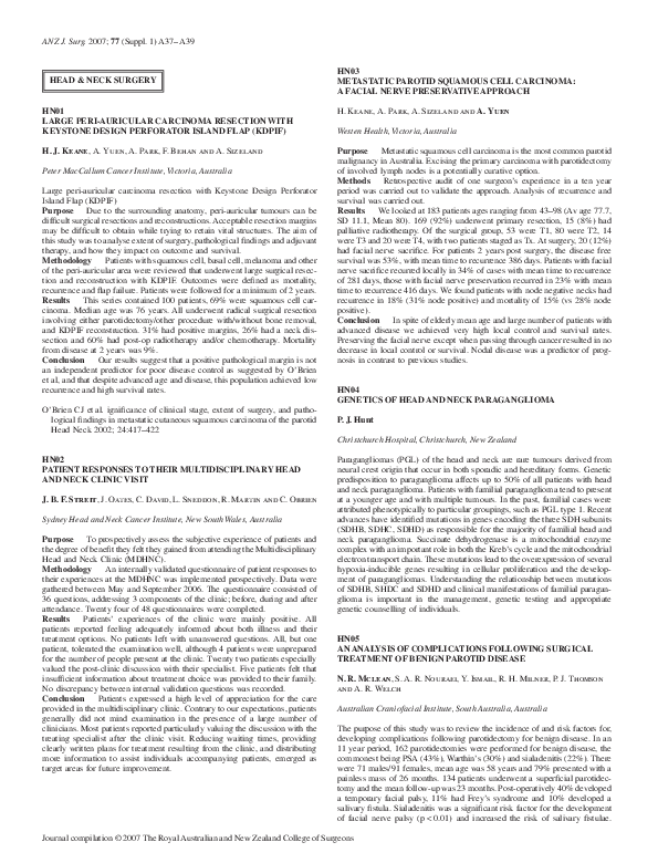 (PDF) HN08P AUDIT OF 115 CONSECUTIVE PARATHYROIDECTOMIES IN PATIENTS ...