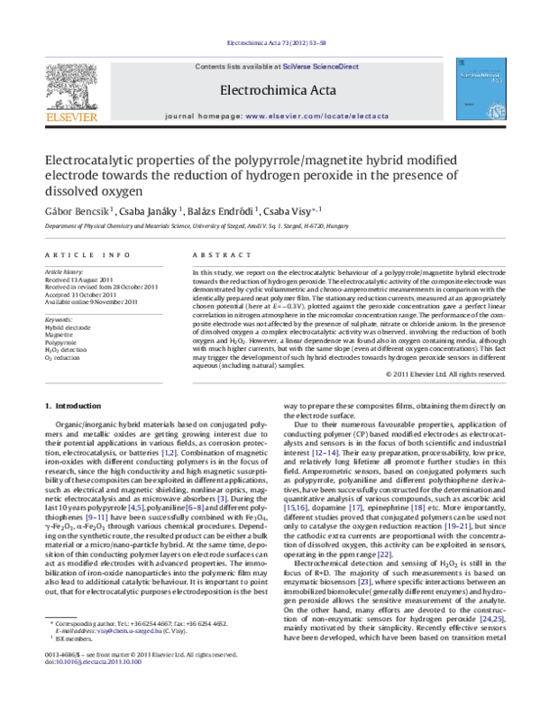 (PDF) Electrocatalytic properties of the polypyrrole/magnetite hybrid modified electrode towards ...