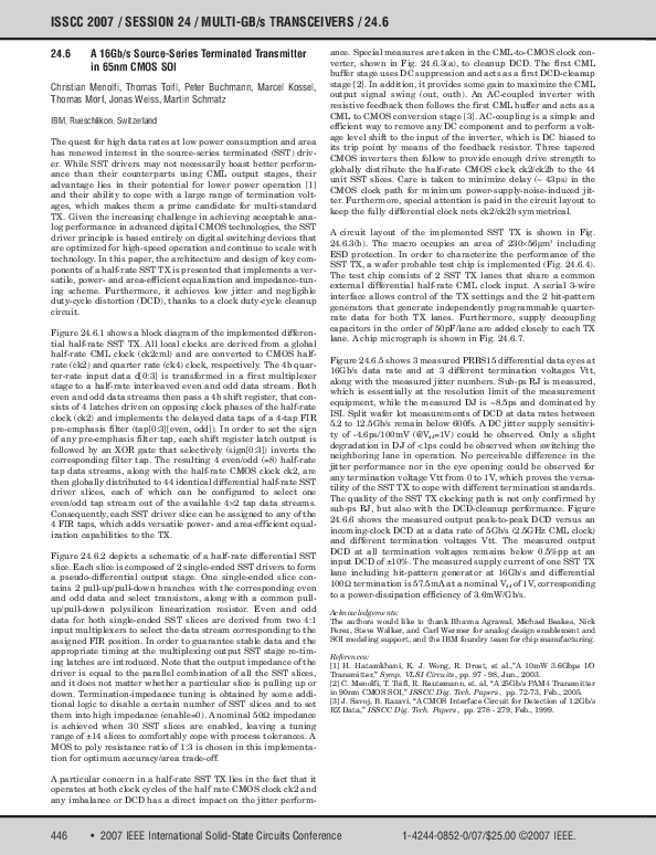 (PDF) A 16Gb/s Source-Series Terminated Transmitter in 65nm CMOS SOI