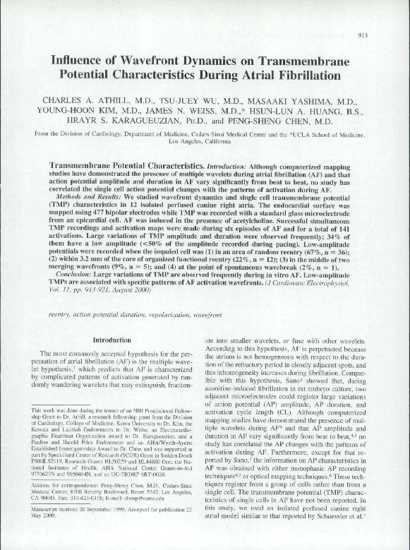 (PDF) Influence of Wavefront Dynamics on Transmembrane Potential ...