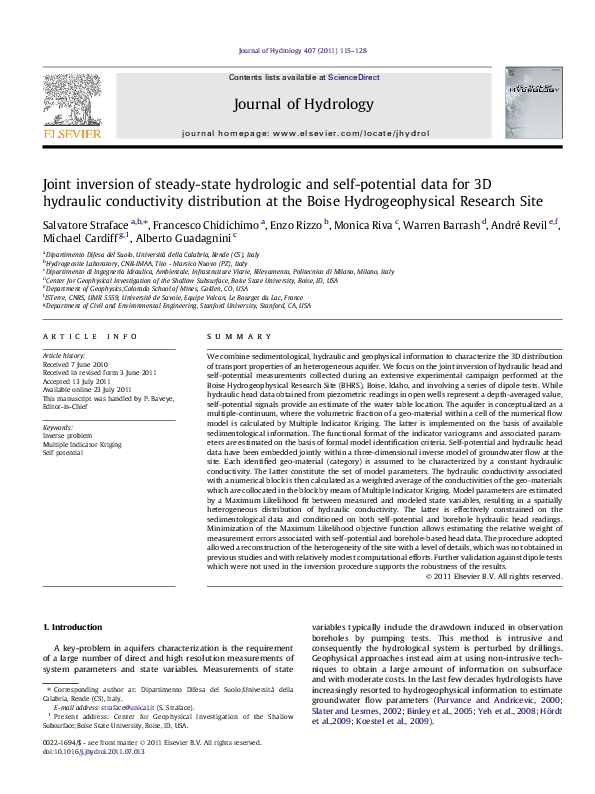 (PDF) Joint inversion of steady-state hydrologic and self-potential ...