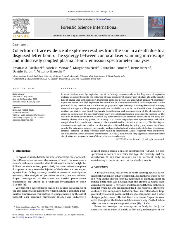 (PDF) Collection of trace evidence of explosive residues from the skin ...
