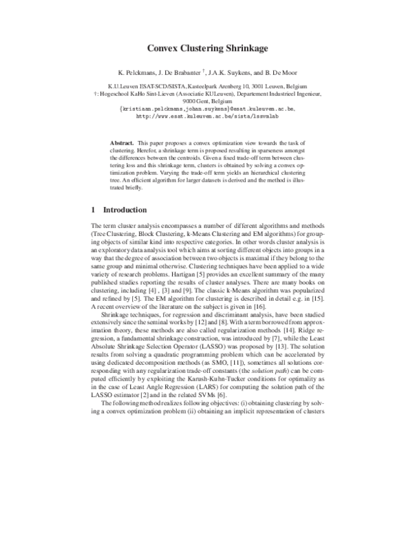 (PDF) Convex clustering shrinkage