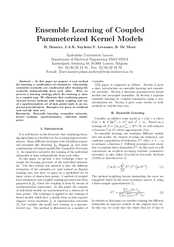 (PDF) Ensemble learning of coupled parameterized kernel models