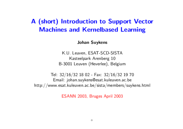 (PDF) A (short) introduction to Support Vector Machines and kernelbased ...