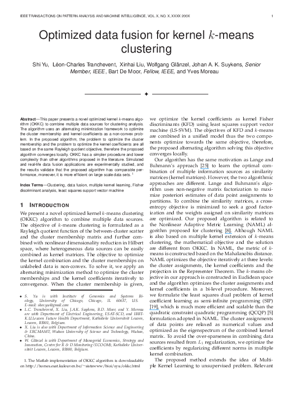 (PDF) Optimized Data Fusion for Kernel k-Means Clustering