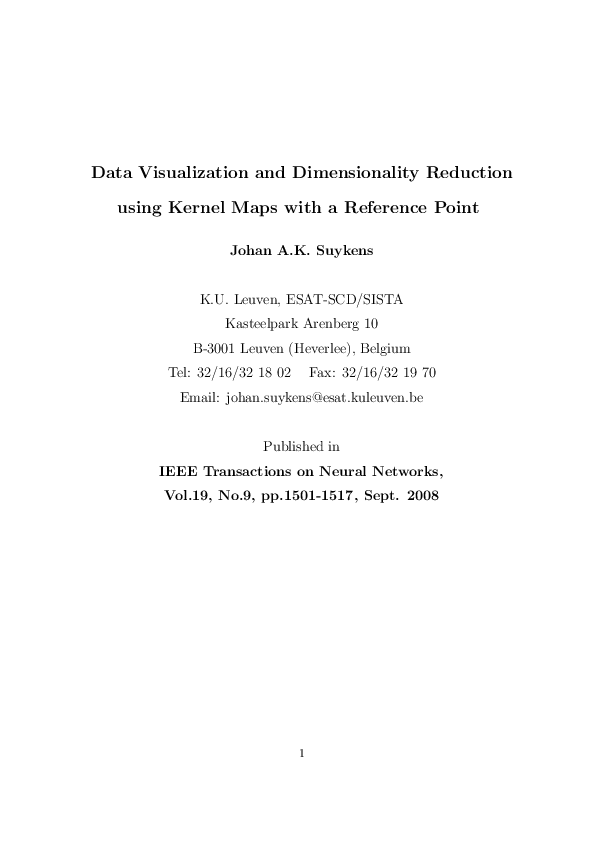 Pdf Data Visualization And Dimensionality Reduction Using Kernel Maps With A Reference Point