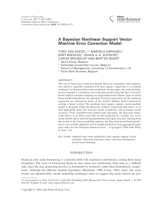 Pdf A Bayesian Nonlinear Support Vector Machine Error Correction Model