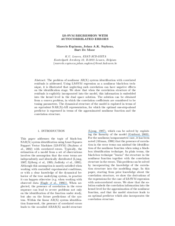 (PDF) LS-SVM regression with autocorrelated errors