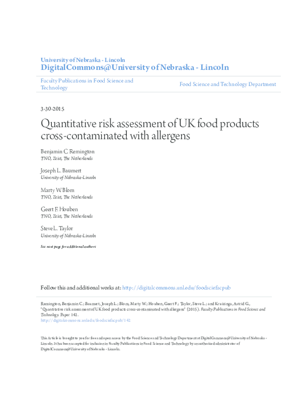 (PDF) Quantitative risk assessment of UK food products cross ...