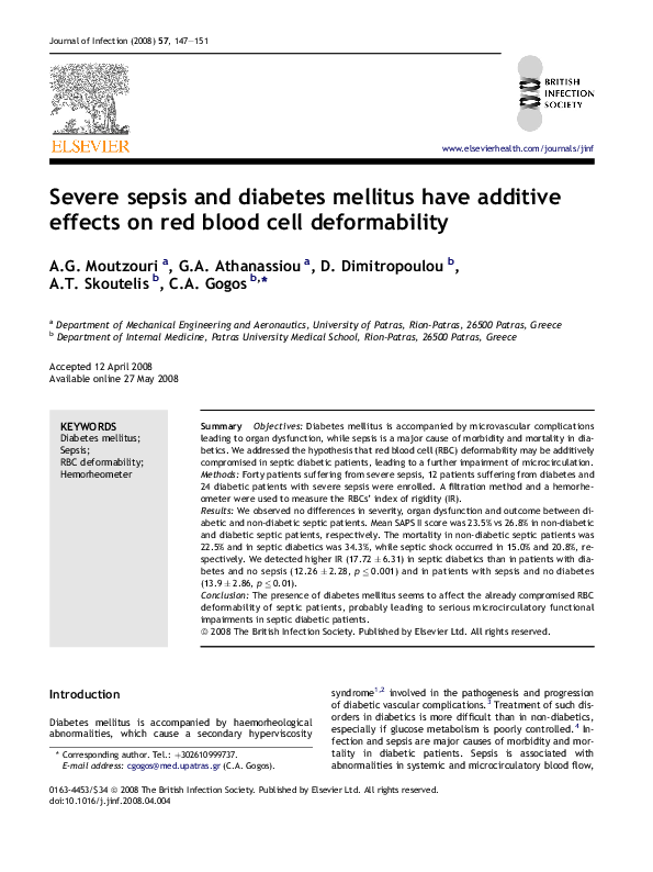 (PDF) Severe sepsis and diabetes mellitus have additive effects on red ...