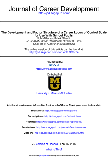 (PDF) The Development and Factor Structure of a Career Locus of Control ...