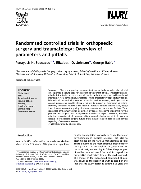 (PDF) Randomised controlled trials in orthopaedic surgery and ...