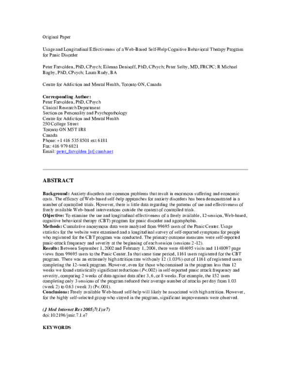 Pdf Usage And Longitudinal Effectiveness Of A Web Based Self Help
