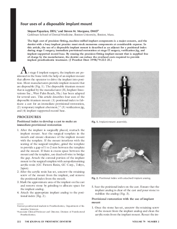 (PDF) Four uses of a disposable implant mount