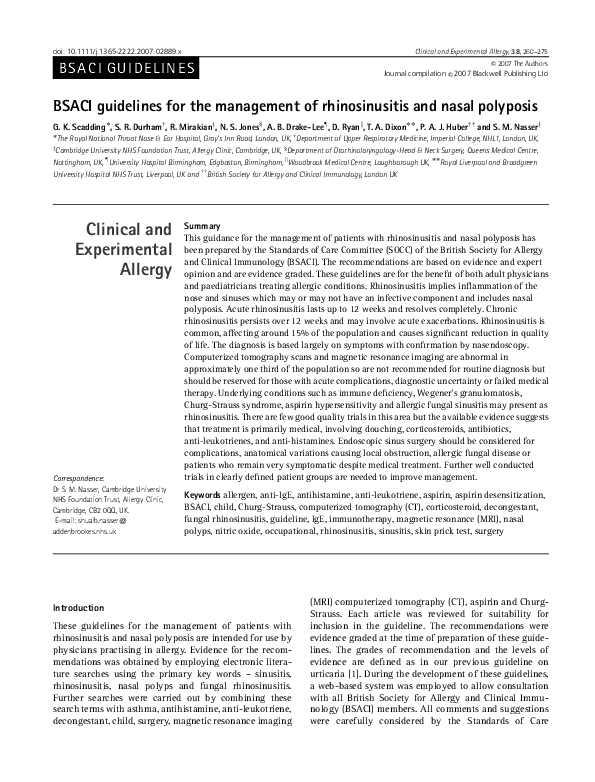 (PDF) BSACI guidelines for the management of rhinosinusitis and nasal ...