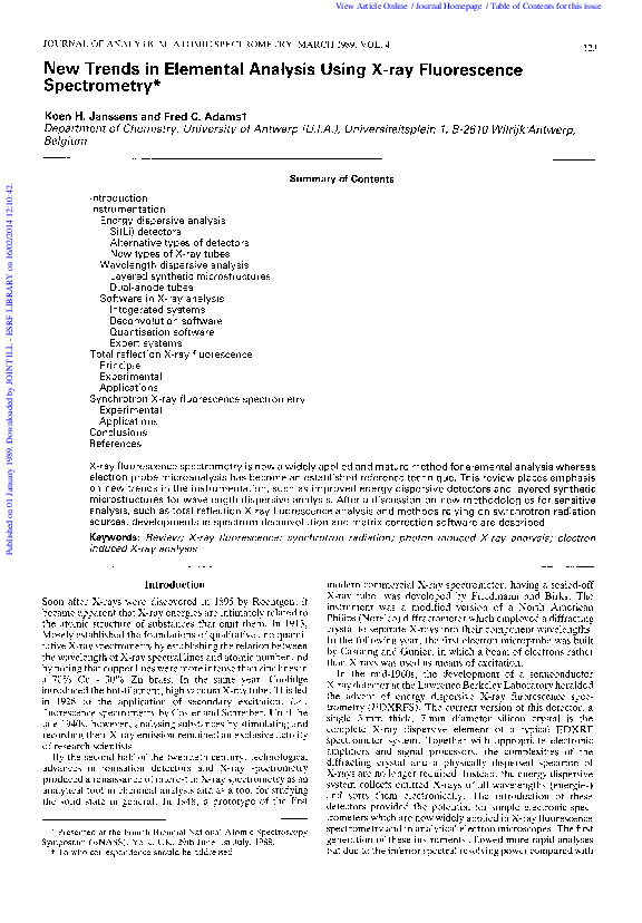 (PDF) New trends in elemental analysis using X-ray fluorescence spectrometry