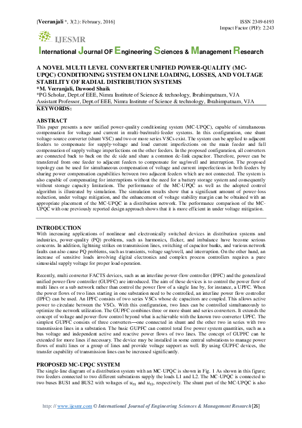(PDF) A NOVEL MULTI LEVEL CONVERTER UNIFIED POWER-QUALITY (MC- UPQC ...