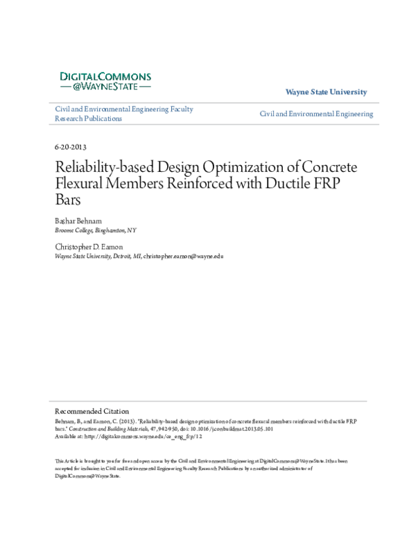 (PDF) Reliability-based design optimization of concrete flexural members reinforced with ductile ...