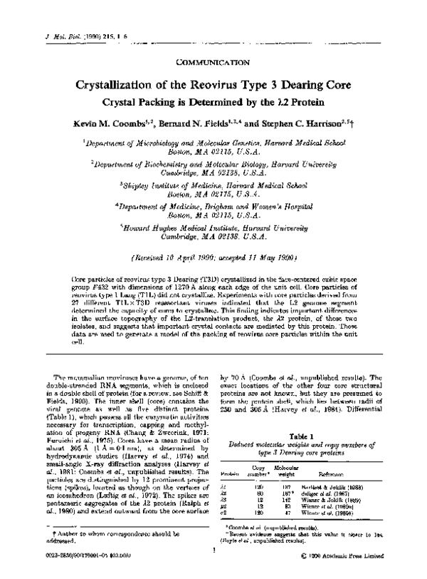 (PDF) Crystallization of the reovirus type 3 dearing core crystal ...