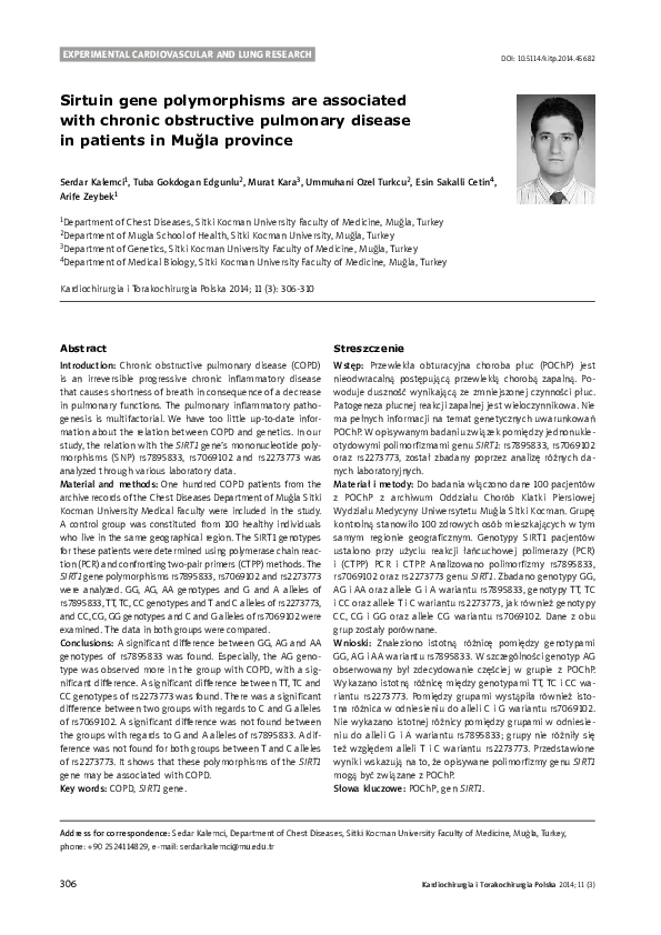 (PDF) Sirtuin gene polymorphisms are associated with chronic ...