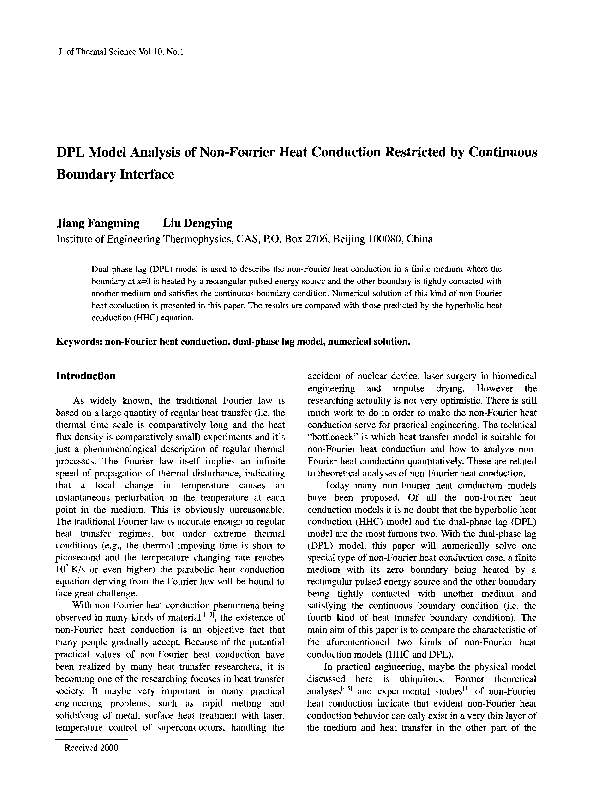 (PDF) DPL model analysis of non-Fourier heat conduction restricted by ...