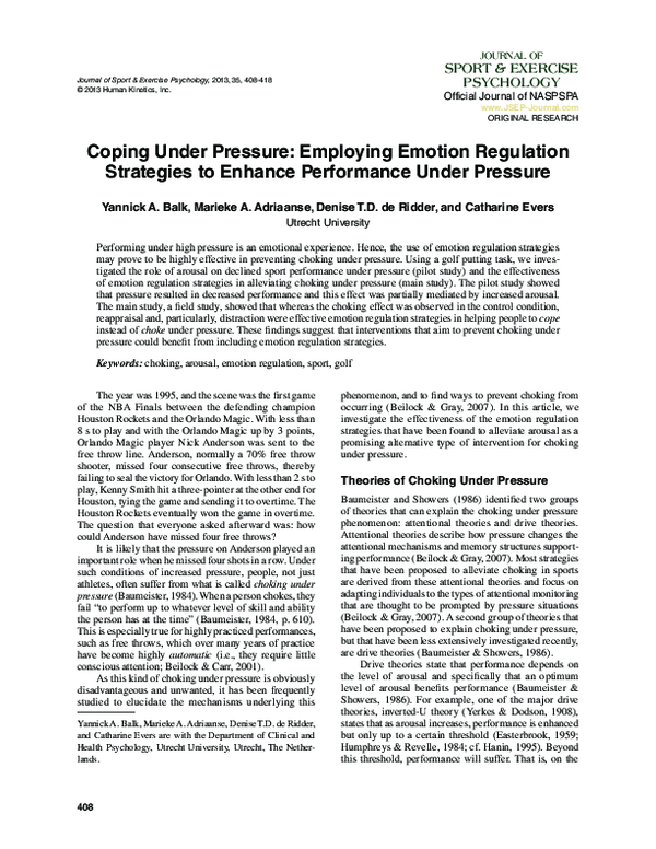 (PDF) Coping under pressure: employing emotion regulation strategies to ...