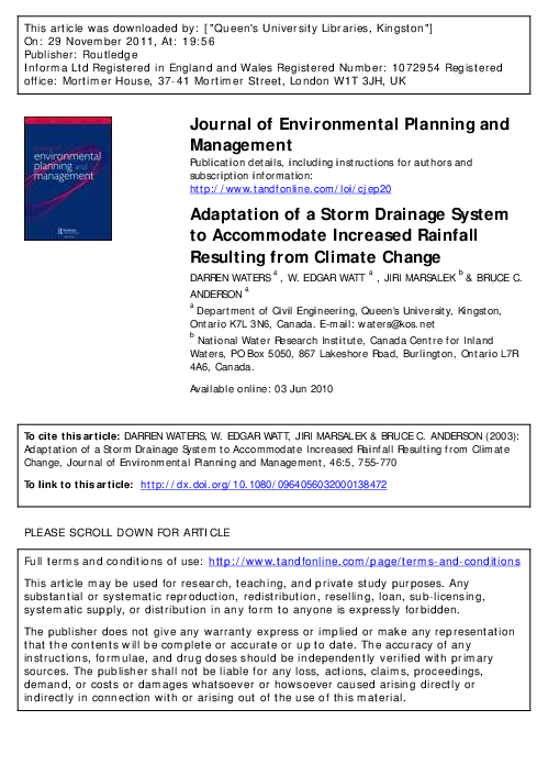 (PDF) Adaptation of a Storm Drainage System to Accommodate Increased ...