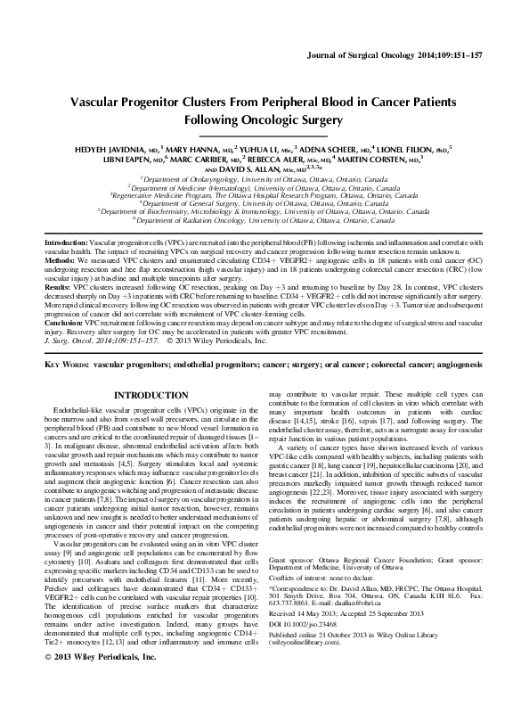 (PDF) Vascular progenitor clusters from peripheral blood in cancer ...