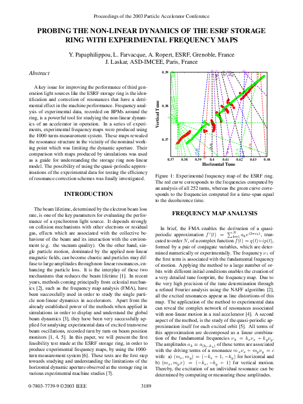 (PDF) Probing the non-linear dynamics of the ESRF storage ring with ...
