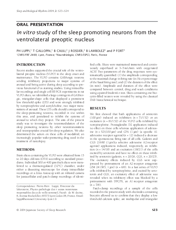(PDF) In vitro study of the sleep promoting neurons from the ...