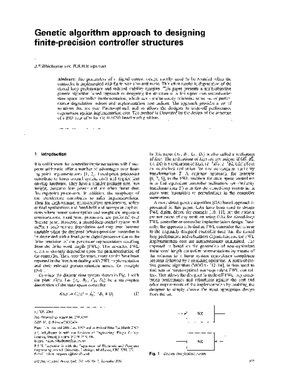 Pdf Genetic Algorithm Approach To Designing Finite Precision Controller Structures James
