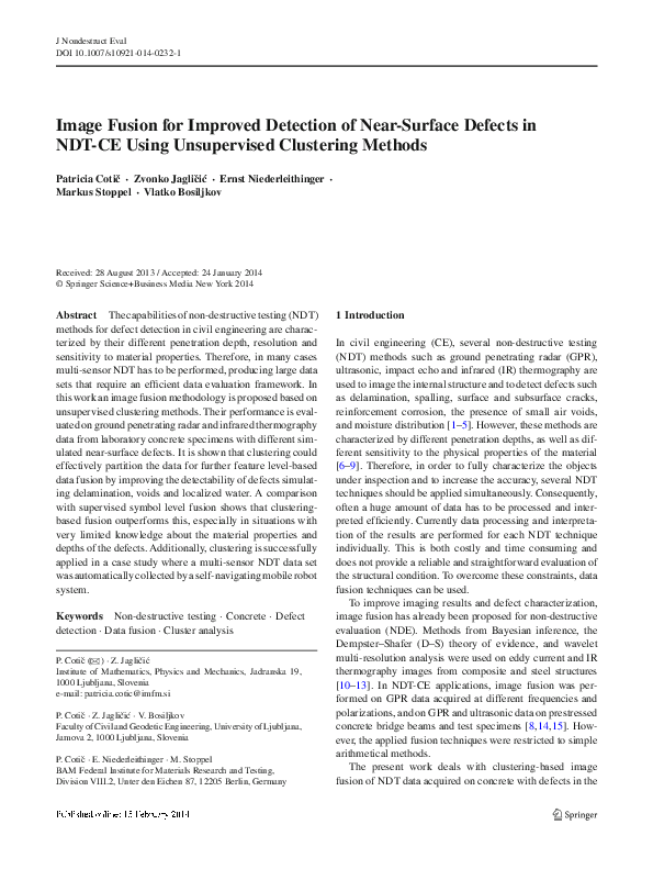 (PDF) Image Fusion for Improved Detection of Near-Surface Defects in NDT-CE Using Unsupervised ...